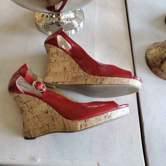 Candie's | Shoes | New Red Patent Wedge Heels Size 85m | Poshmark